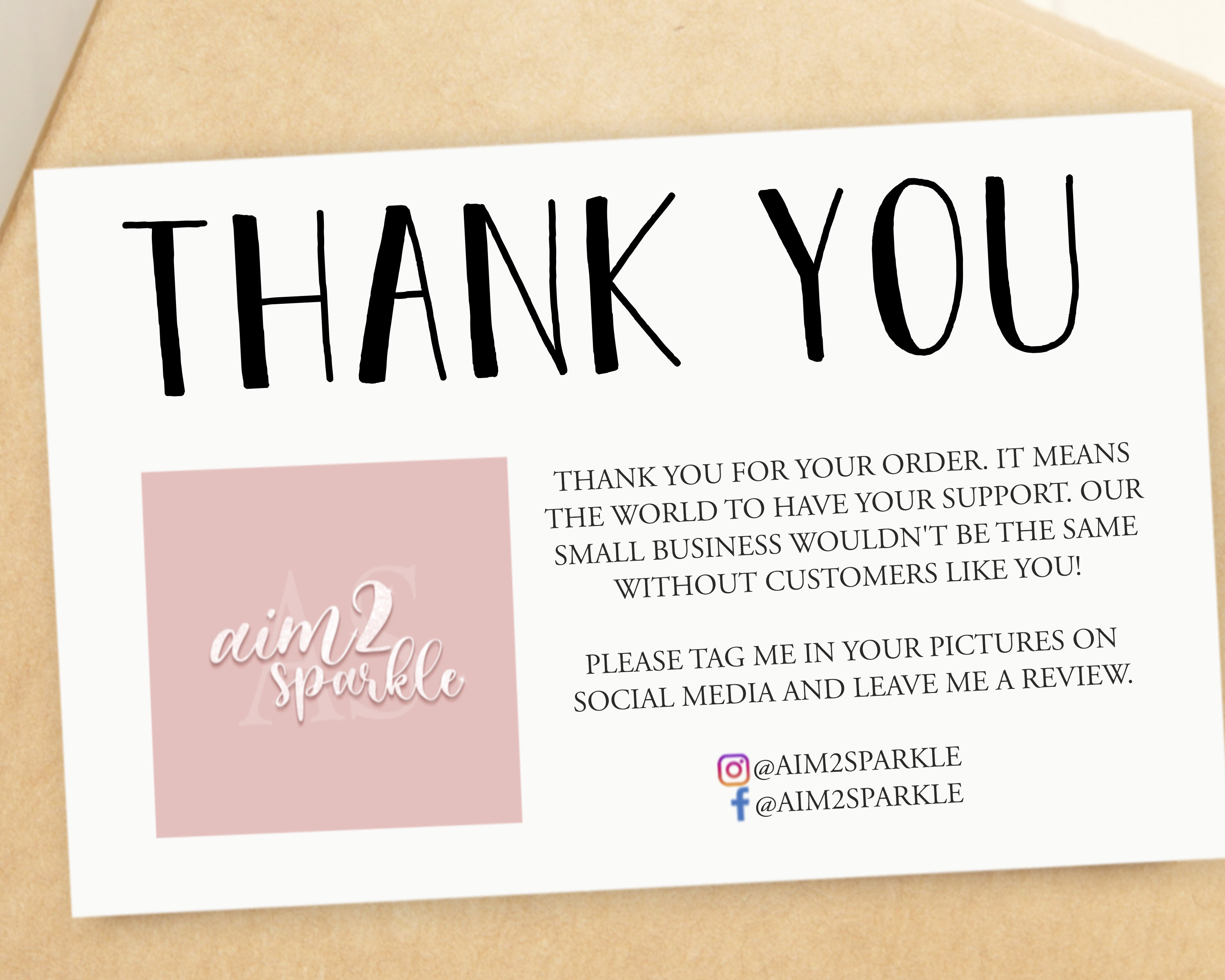 Logo Thank You for Your Order Cards Custom Printed Thank You - Etsy UK