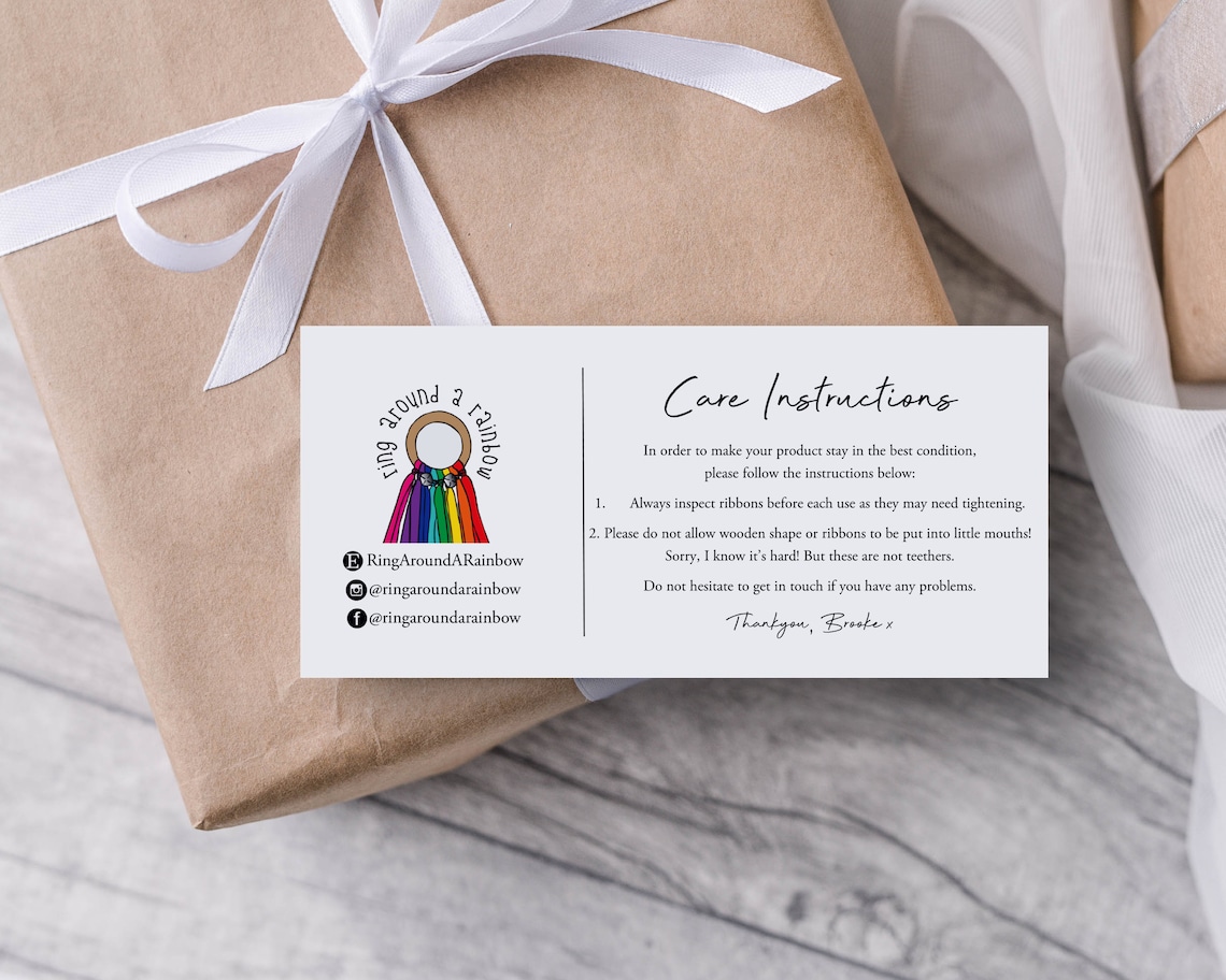 Custom Printed Washing Instruction Cards for Small Businesses | Etsy
