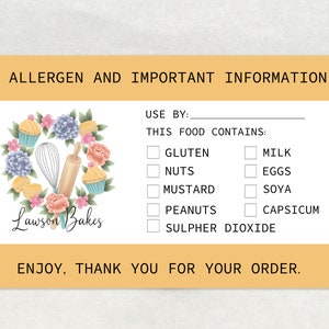 Allergen, Use by Stickers Cake Box Allergy Information - Food Allergy ...