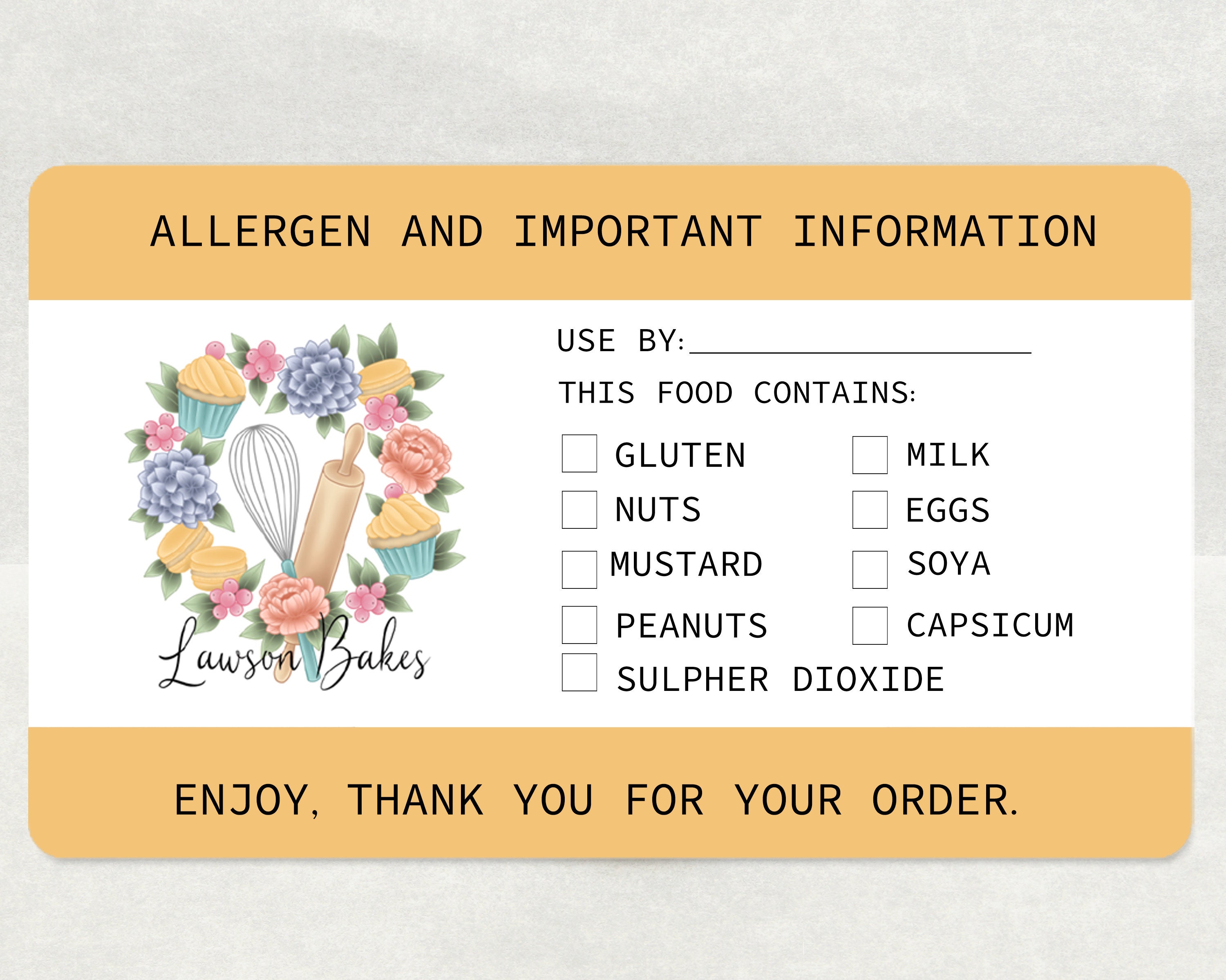Allergen Use by Stickers Cake Box Allergy Information Food - Etsy UK