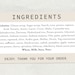 Printed Ingredients Stickers - Custom Ingredients List - Personalised ...