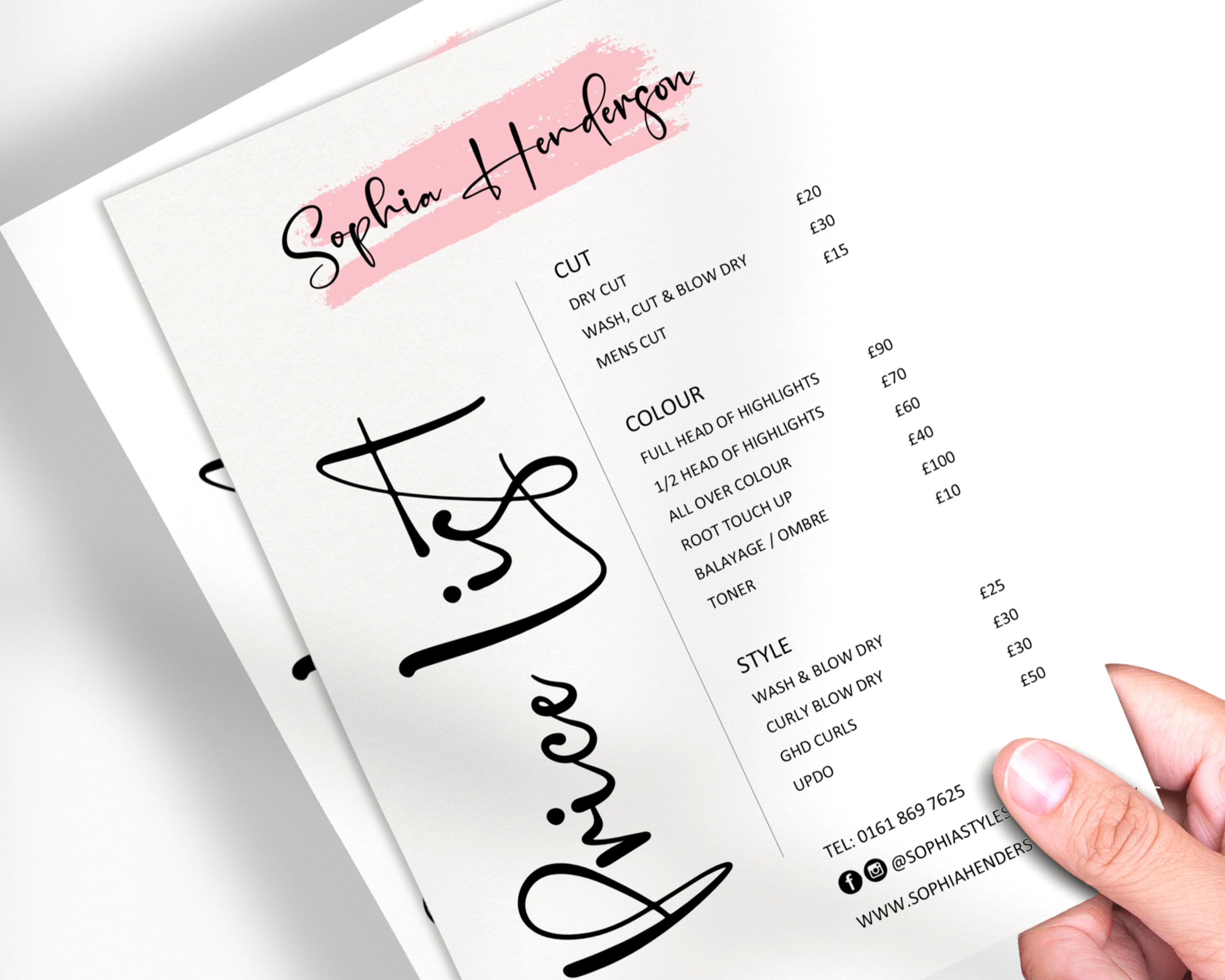 Personalised Price Lists for Salons Hairdressers Nail - Etsy UK