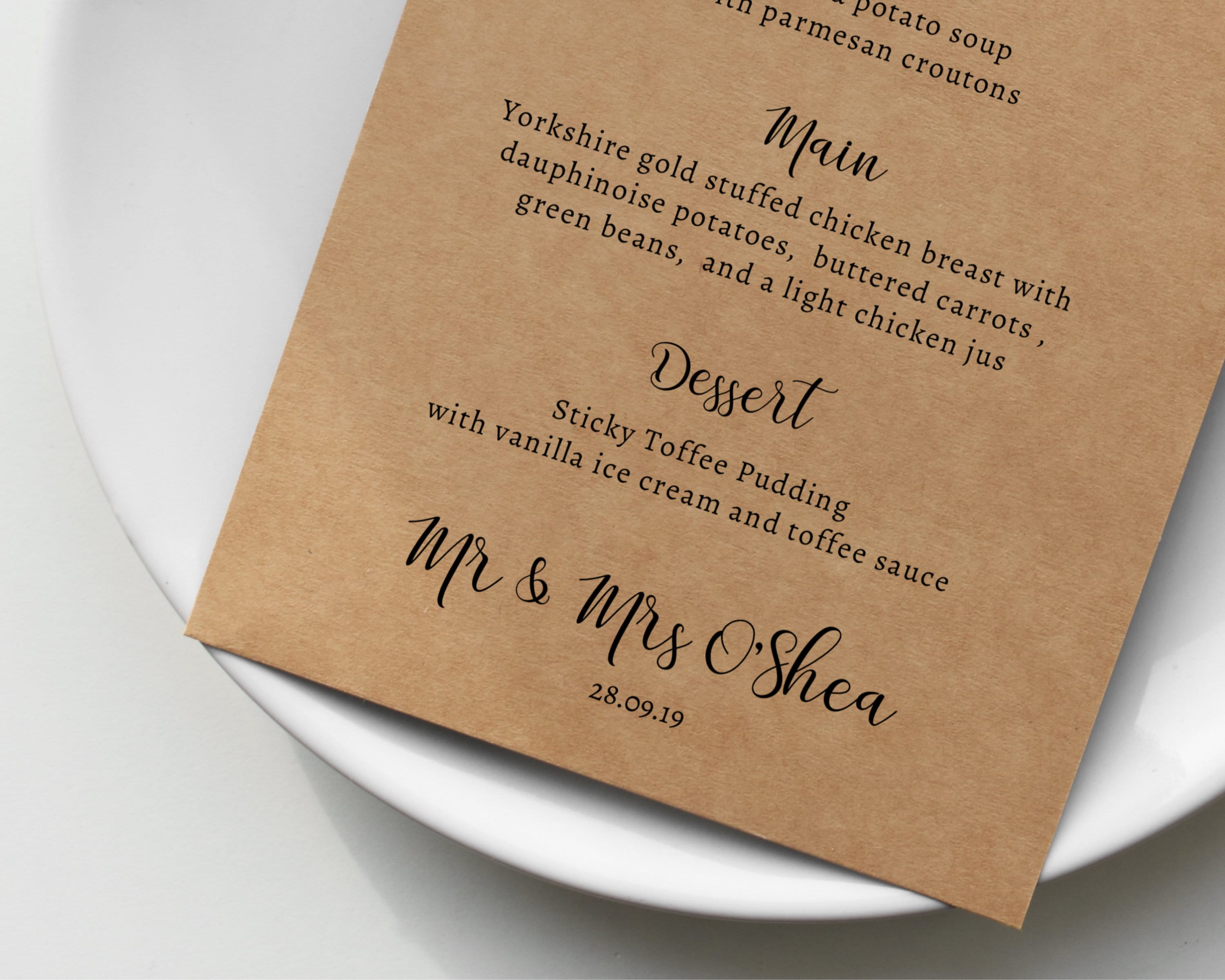 Personalised Wedding Menu Card Rustic Menu Wedding | Etsy