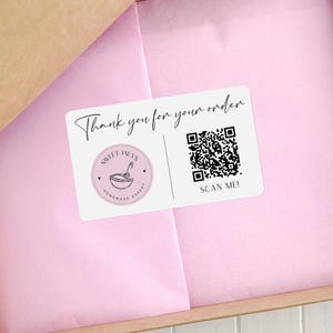 Logo Stickers and QR Code Stickers - Rectangle Logo Stickers With a QR Code - Thank You for Your ...