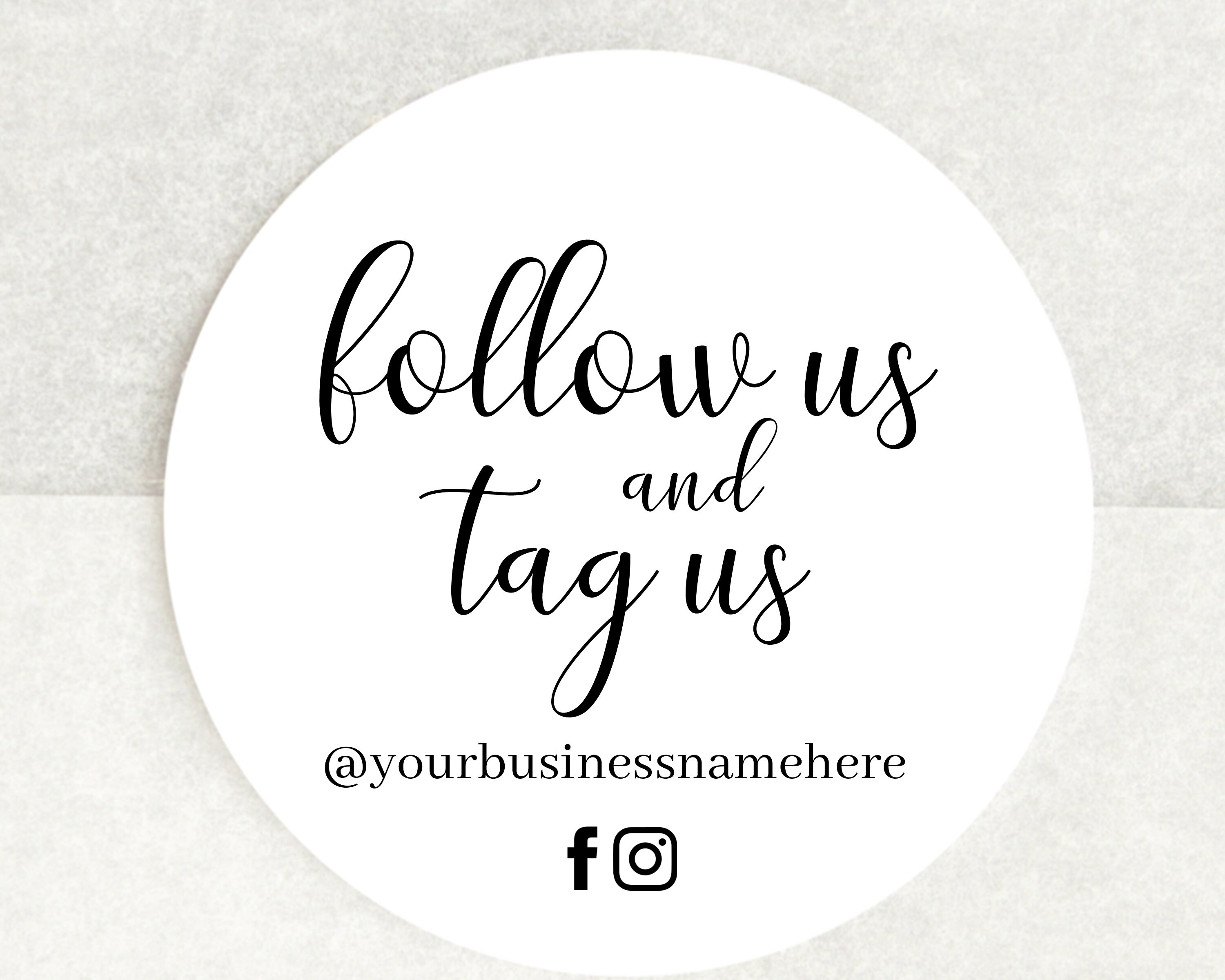 Personalised Follow Us Tag Us Stickers Custom Small - Etsy UK