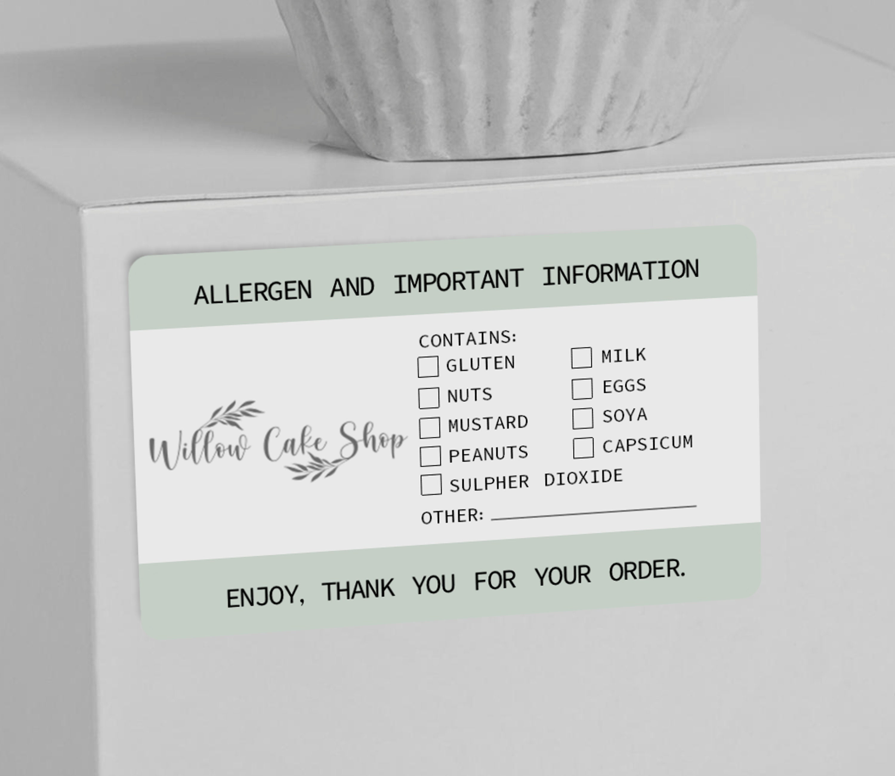Personaised Allergen Stickers for Cake Box Allergy | Etsy