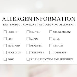 Allergen Information Stickers: Cake Box Food Labels - Etsy