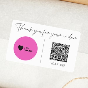 Logo Stickers and QR Code Stickers - Rectangle Logo Stickers With a QR Code - Thank You for Your ...