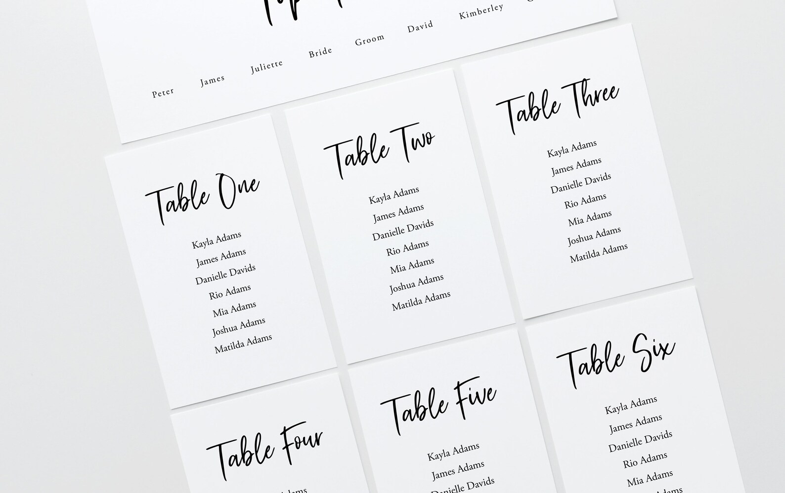 Minimalist Wedding Table Plan Cards Black and White Table | Etsy UK