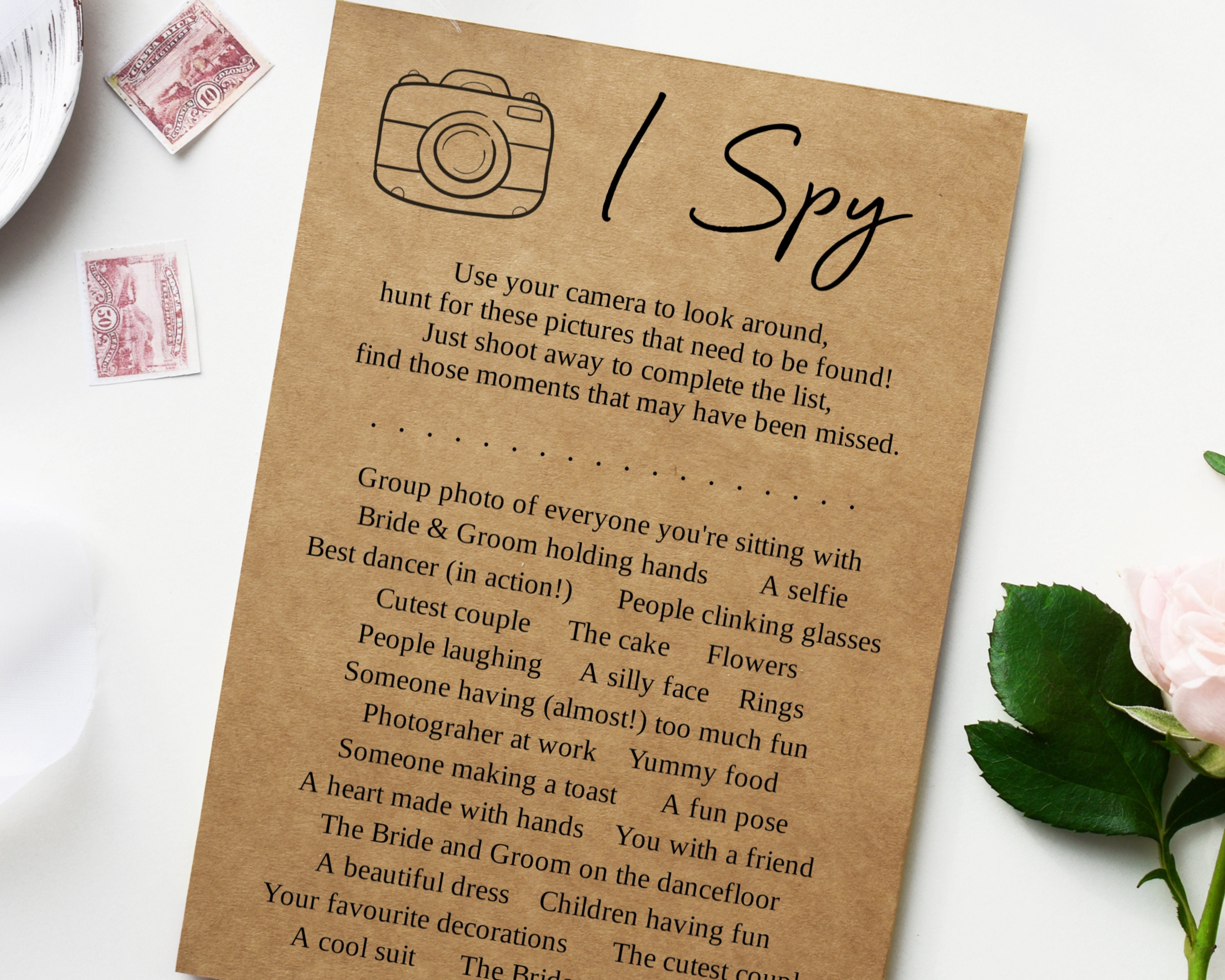 Wedding Game I Spy Game for Weddings Eye Spy Disposable | Etsy