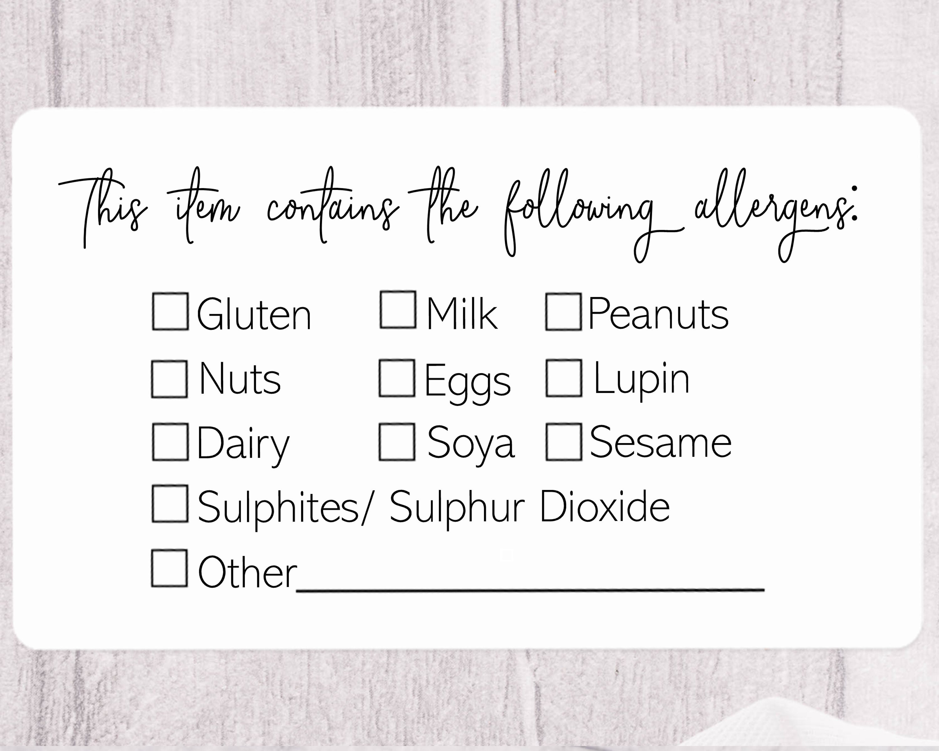 Allergen Stickers for Bakers Cake Box Allergy Information - Etsy UK