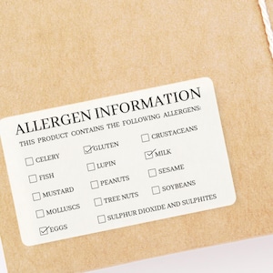 Allergy Information Stickers for Cake Boxes - Allergen Information ...