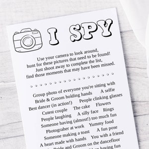 Wedding I Spy Card Game Eye Spy Disposable Camera Game Wedding Games ...