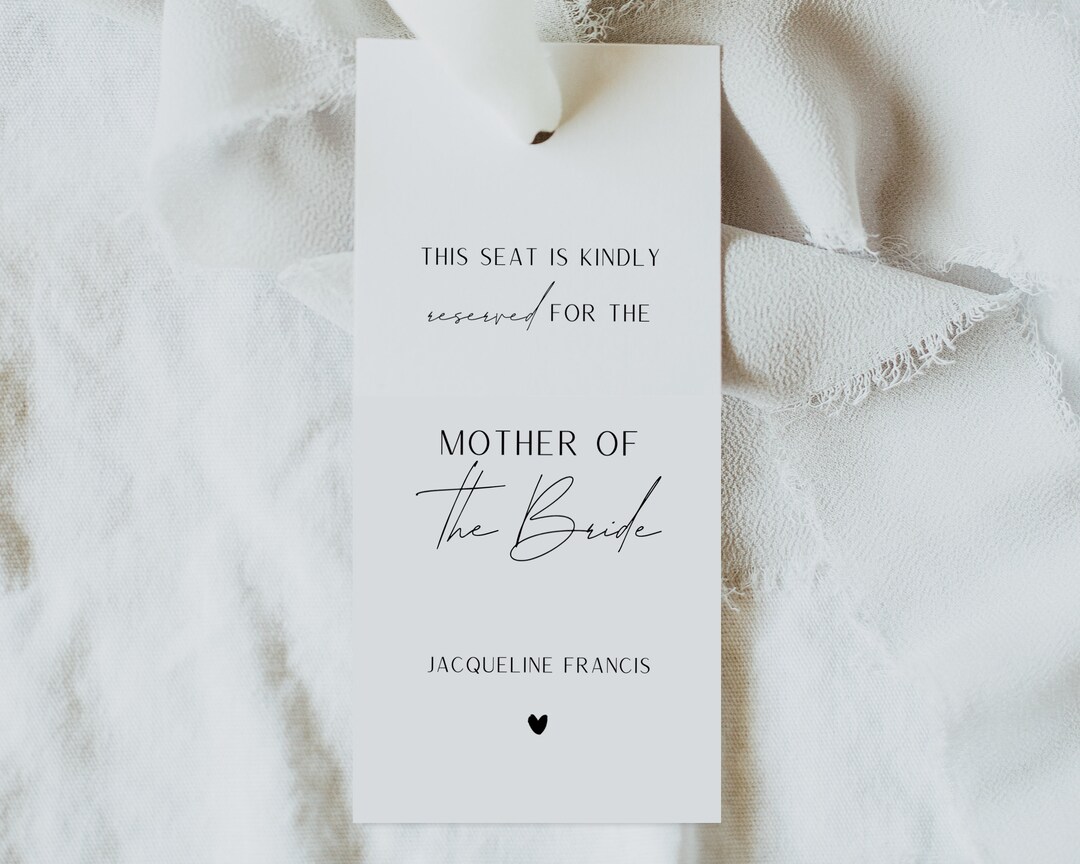Wedding Ceremony Reserved Chair Tags. Personalised and Printed Seat ...