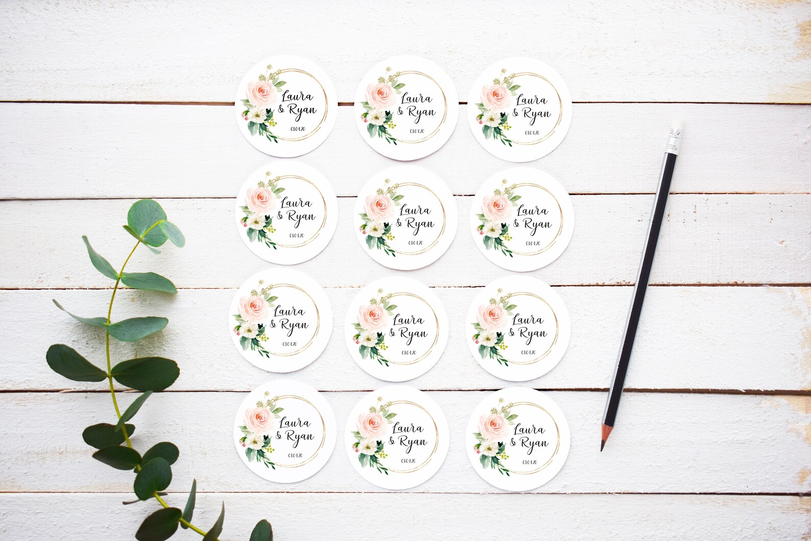 Blush Pink Wedding Stickers Light Pink Floral Wreath Sticker - Etsy