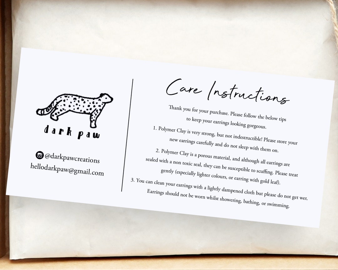 Personalised Business Care Cards Slips, Logo Product Washing ...