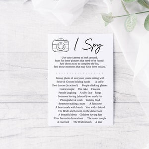 Wedding I Spy Digital Download PDF Eye Spy Disposable Camera Game ...