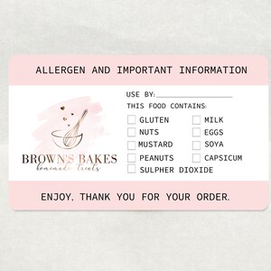 Allergen, Use by Stickers Cake Box Allergy Information - Food Allergy ...