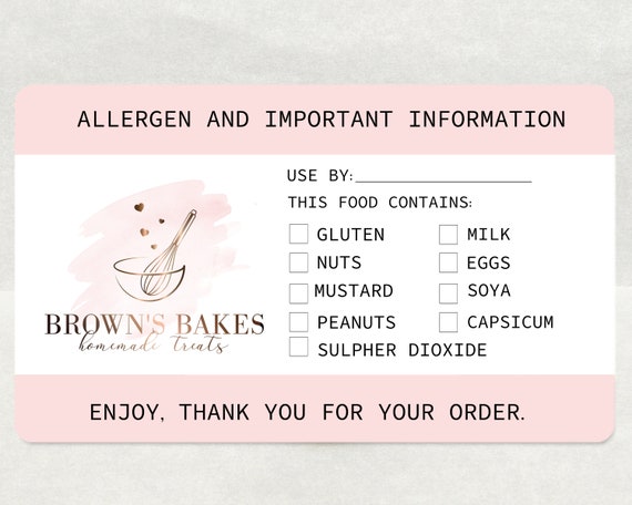 Allergen Use by Stickers Cake Box Allergy Information Food | Etsy