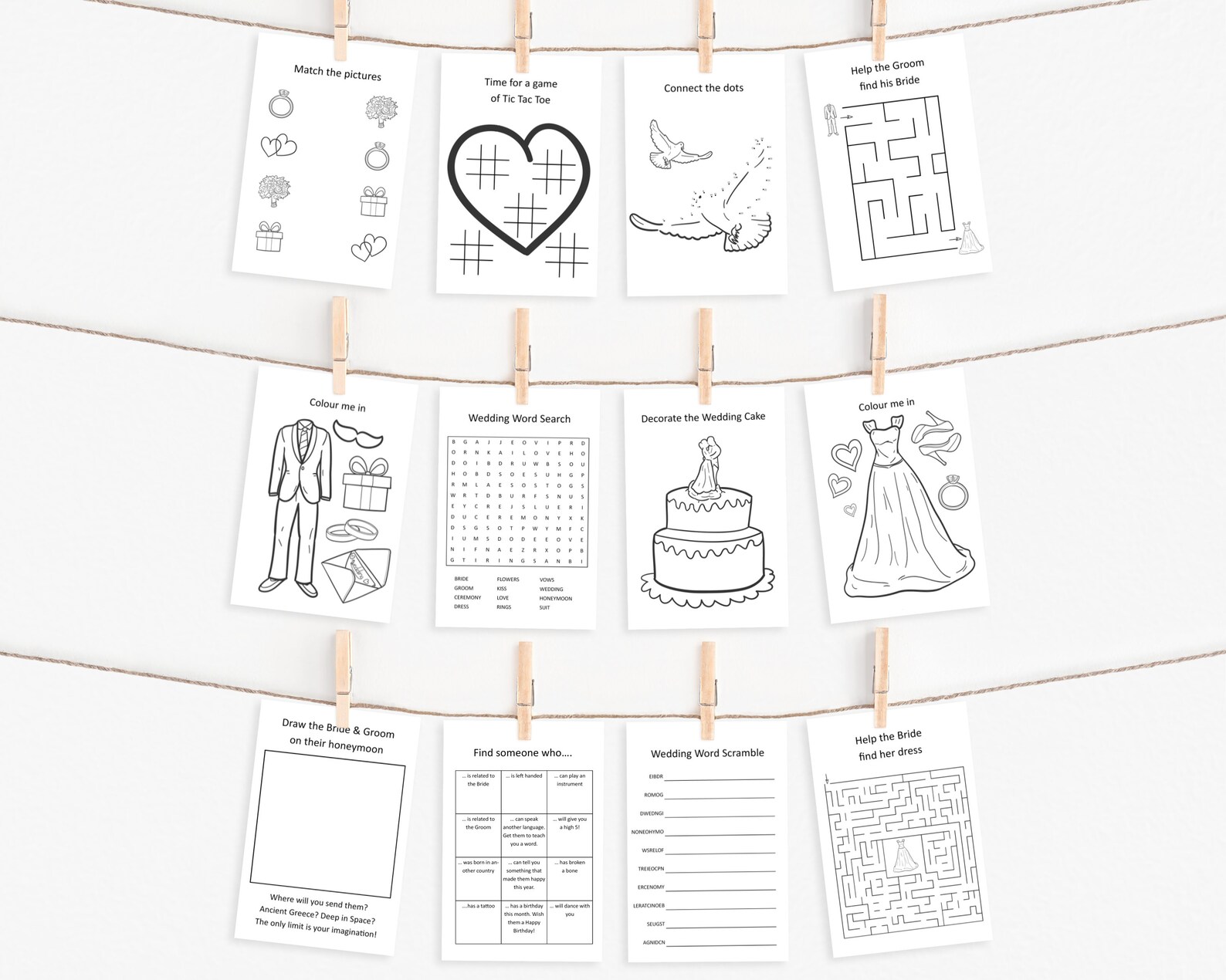 Wedding Activity Pages Loose Activity Sheets for Weddings - Etsy UK