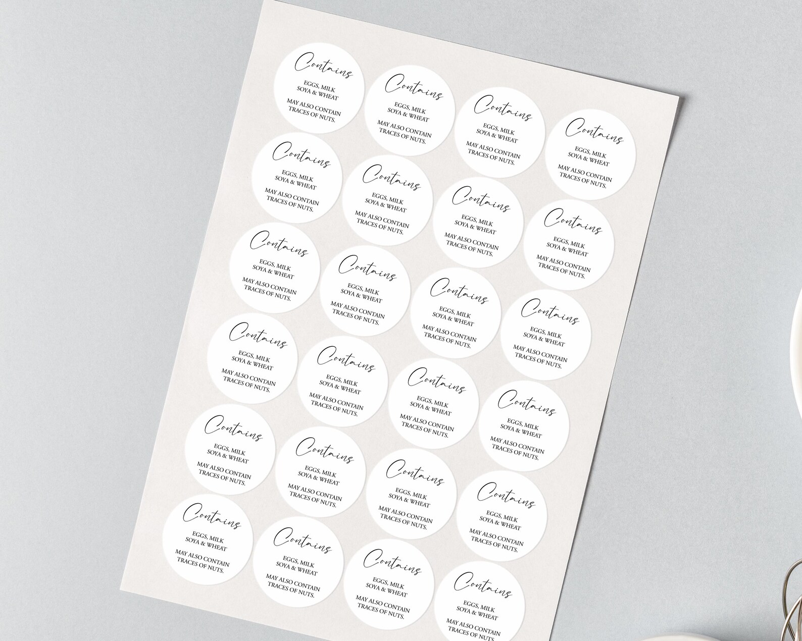 Personalised Contains Allergen Stickers - Custom Printed Allergy Labels ...