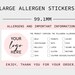 Personalised Allergen Stickers for Cakes Large Allergy Information ...