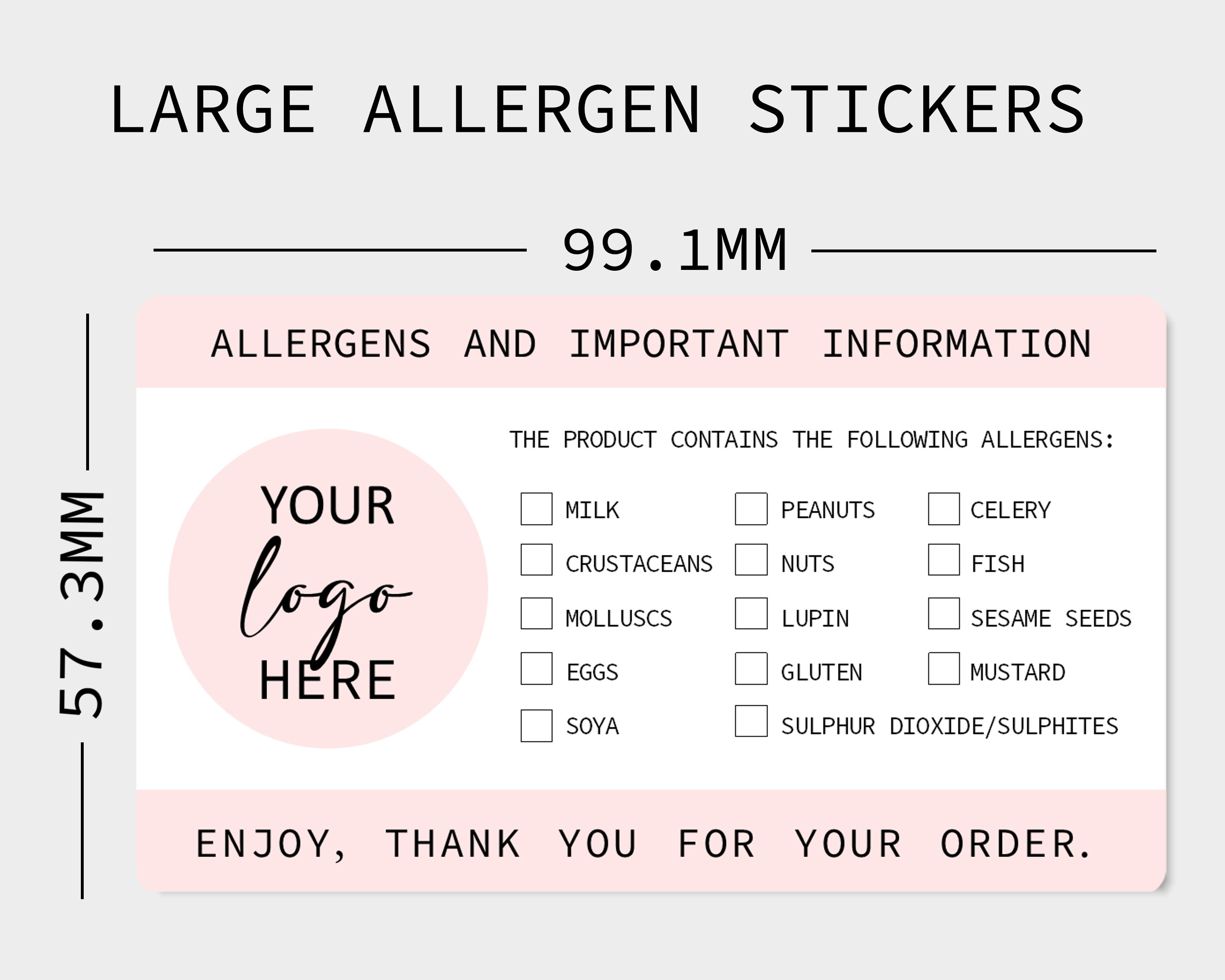 Personalised Allergen Stickers for Cakes Large Allergy - Etsy UK