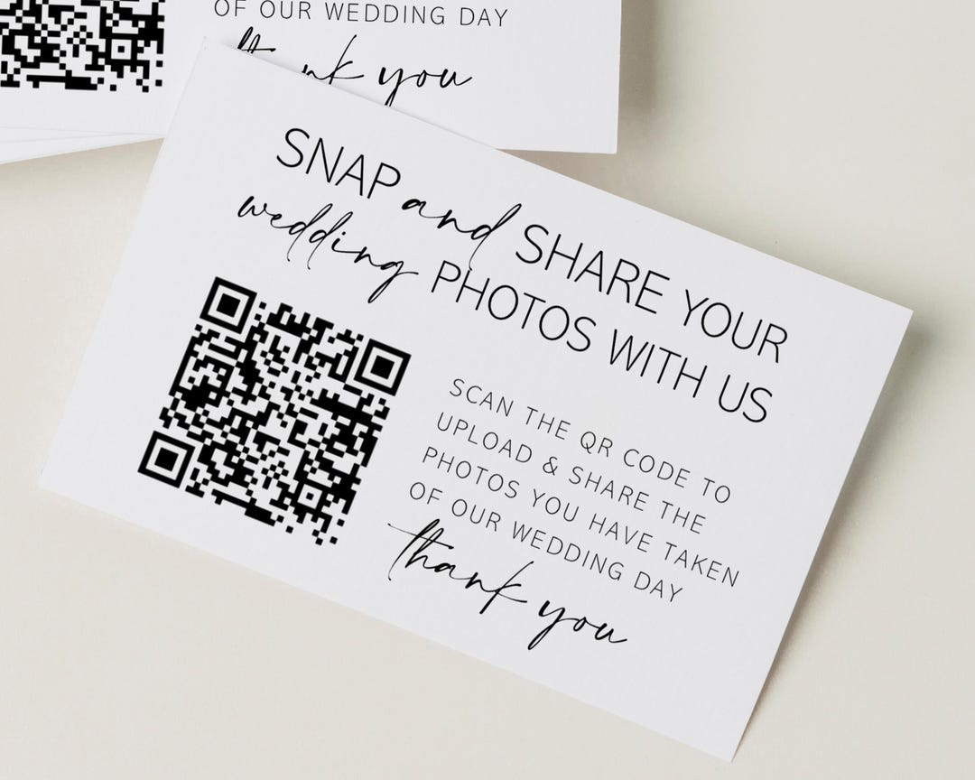 Wedding QR Code Cards - Printed QR Wedding Photo Cards - QR Wedding ...