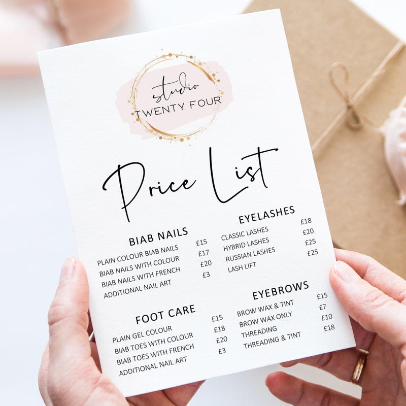 Price Lists Print - Etsy UK