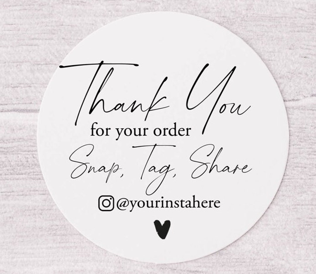 Thank You Snap Tag Share Stickers for Small Businesses - Etsy
