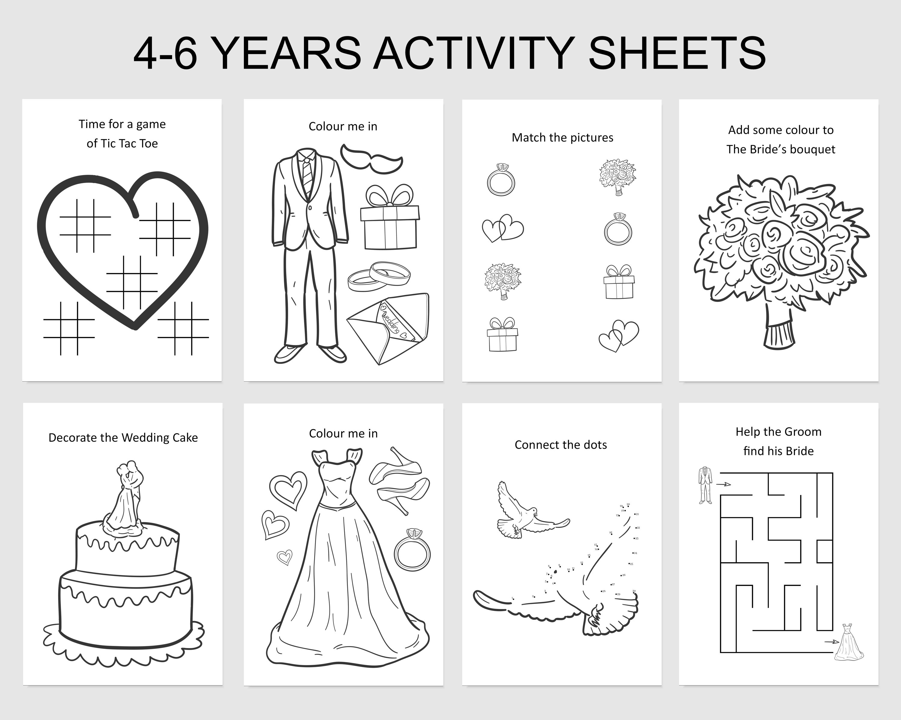 Wedding Activity Pages Loose Activity Sheets for Weddings - Etsy UK