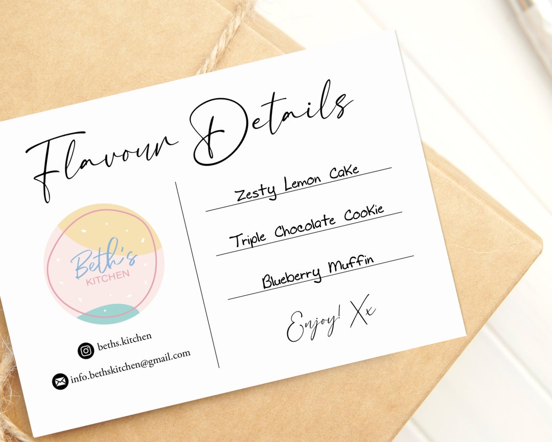 Cake Flavour Details Cards, Cookie Flavour Cards, Muffin Flavour Cards ...