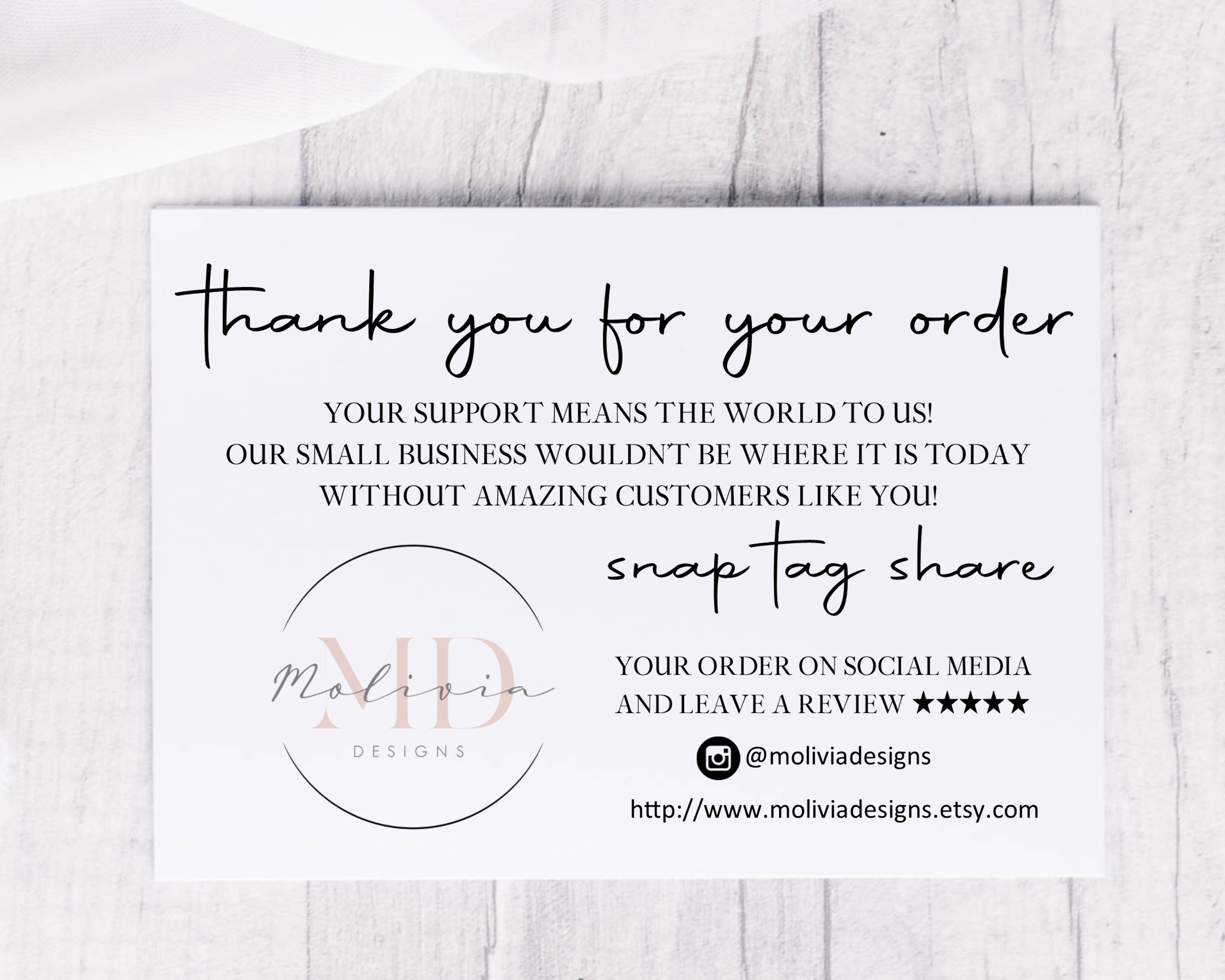 A6 Thank You for Your Order Cards Logo Thank You Slips for - Etsy