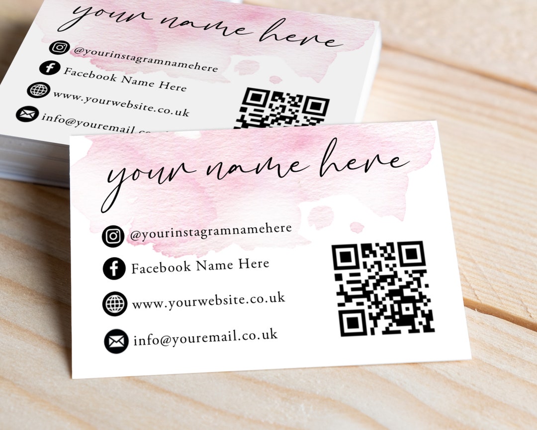 Pink QR Code Business Cards, Printed and Personalised With Your Social ...