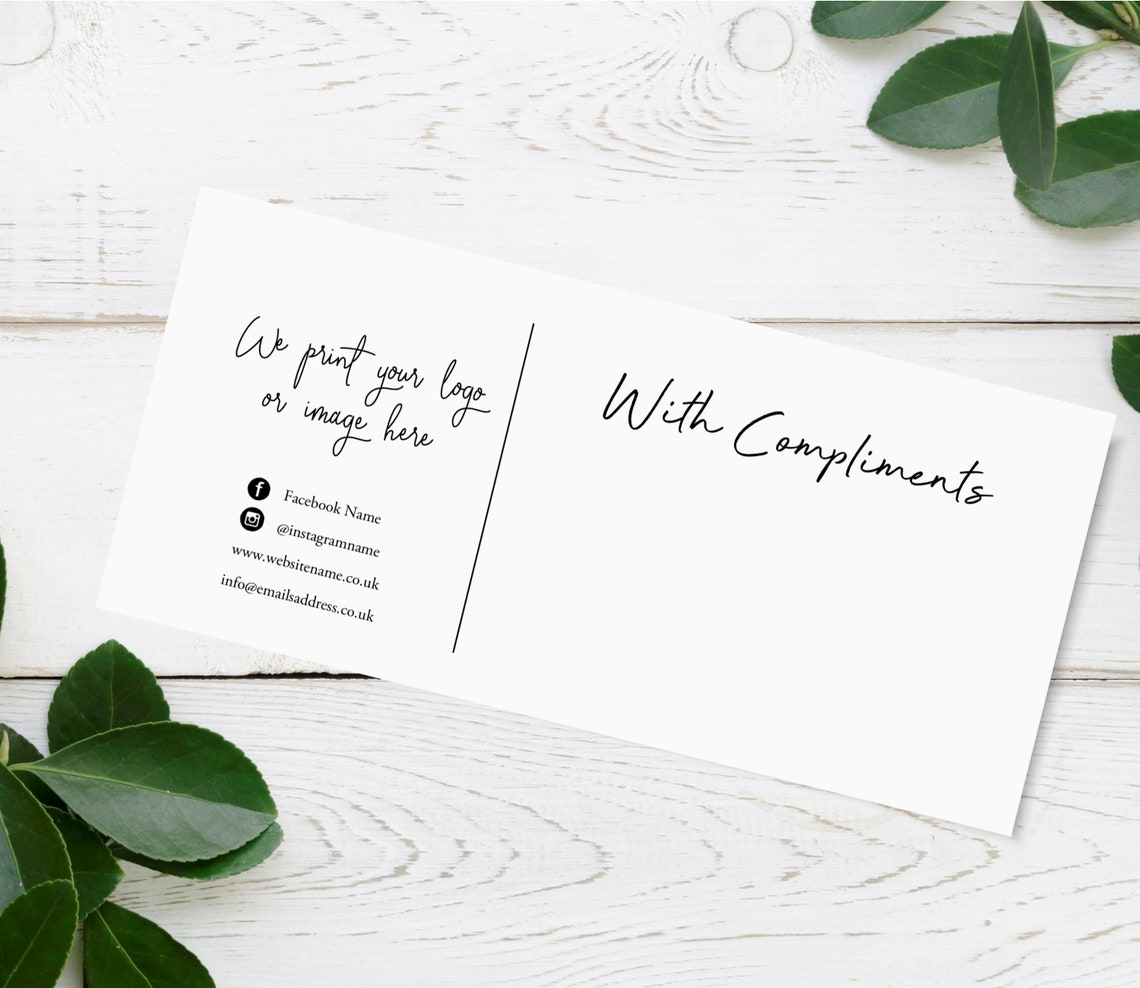 Personalised Business With Compliments Compliment Slips Logo - Etsy UK