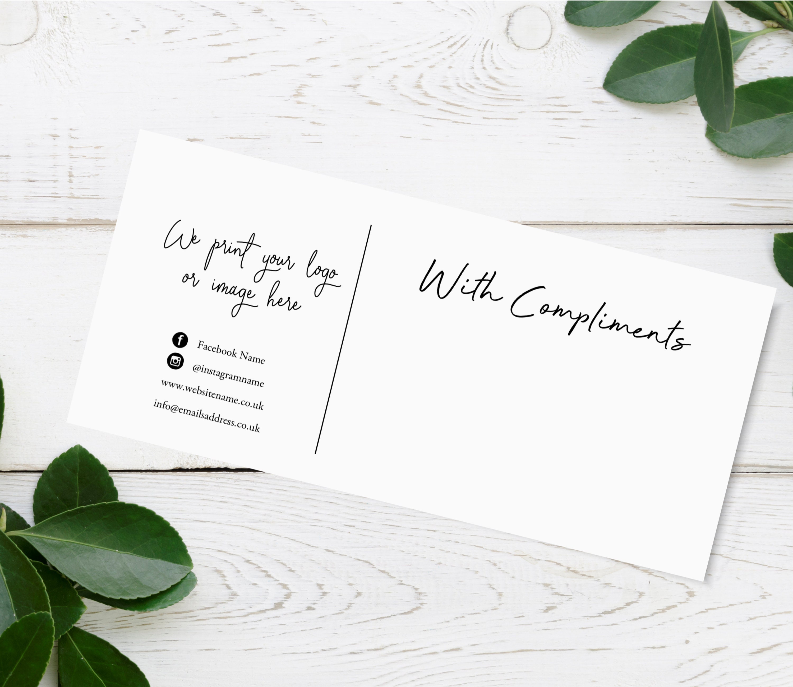 Personalised Business With Compliments Compliment Slips Logo | Etsy