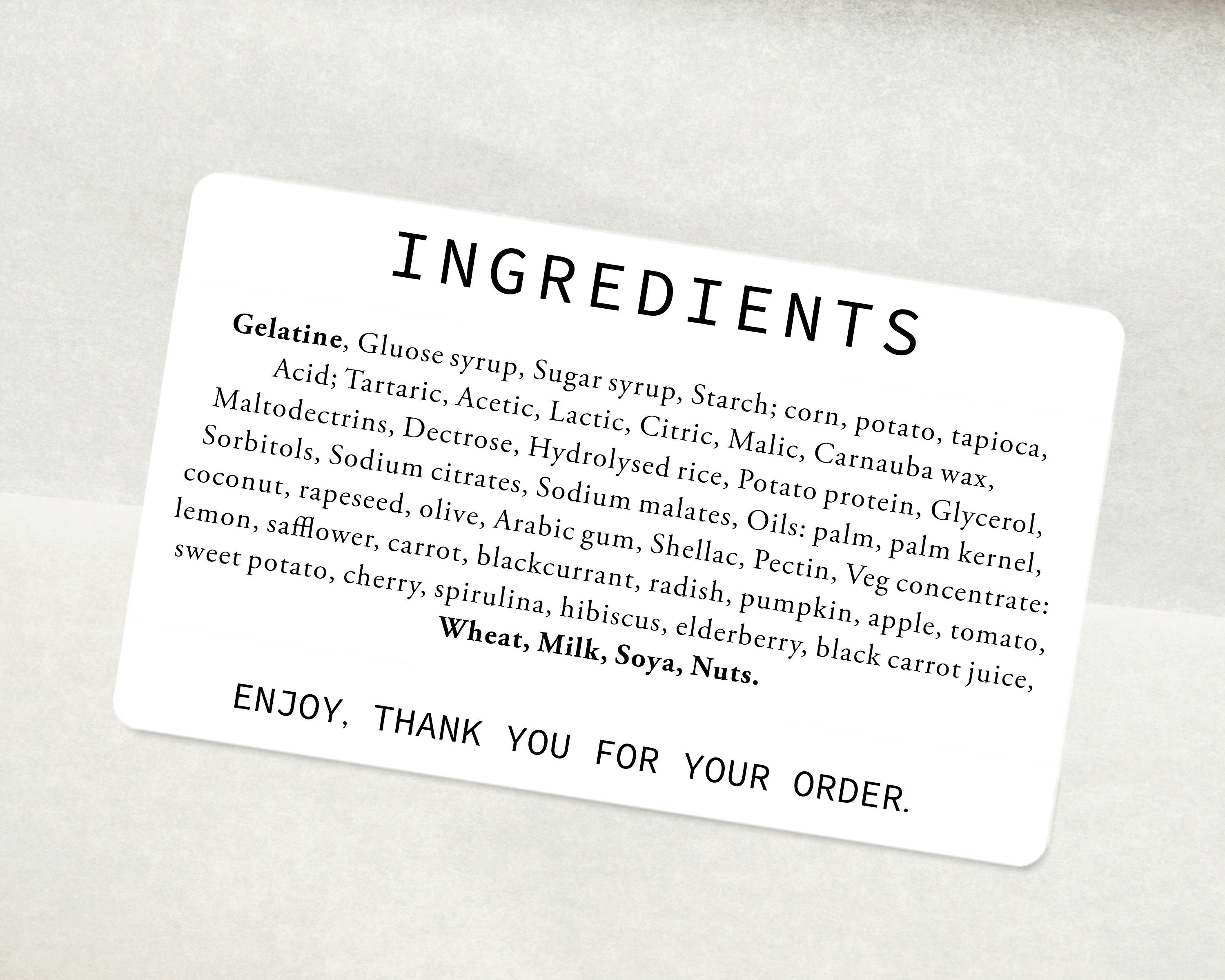 Printed Ingredients Stickers Custom Ingredients List - Etsy UK