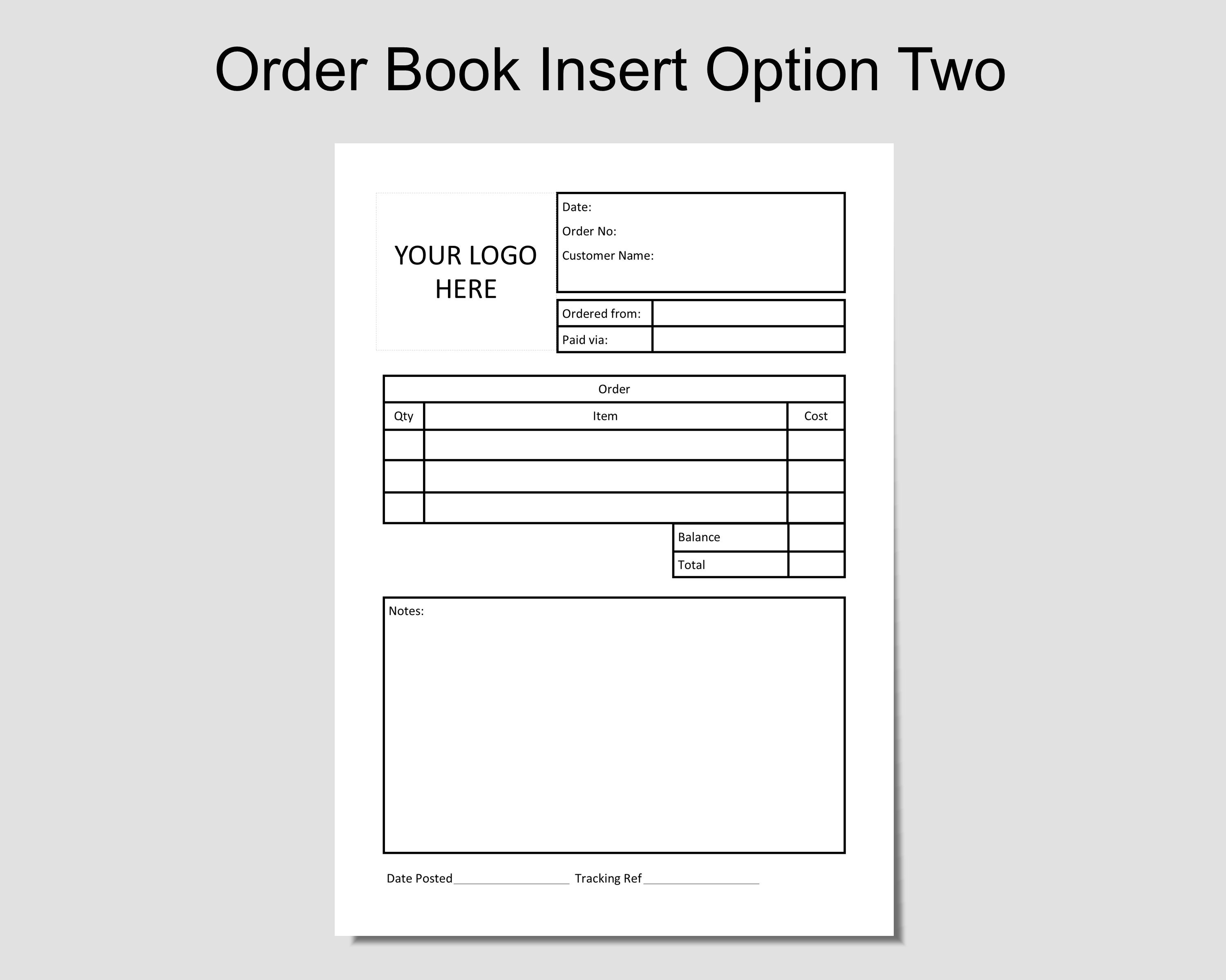 Personalised Business Logo Order Book Business Order Book - Etsy UK