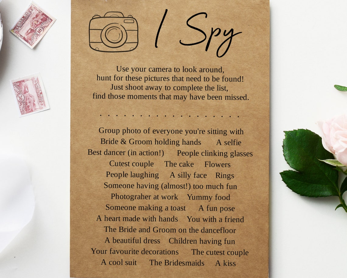 Wedding Game I Spy Game for Weddings Eye Spy Disposable - Etsy