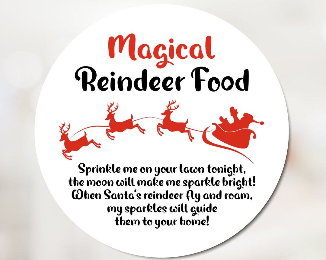Magical Reindeer Food Stickers - Labels for Reindeer Feed - Reindeer ...