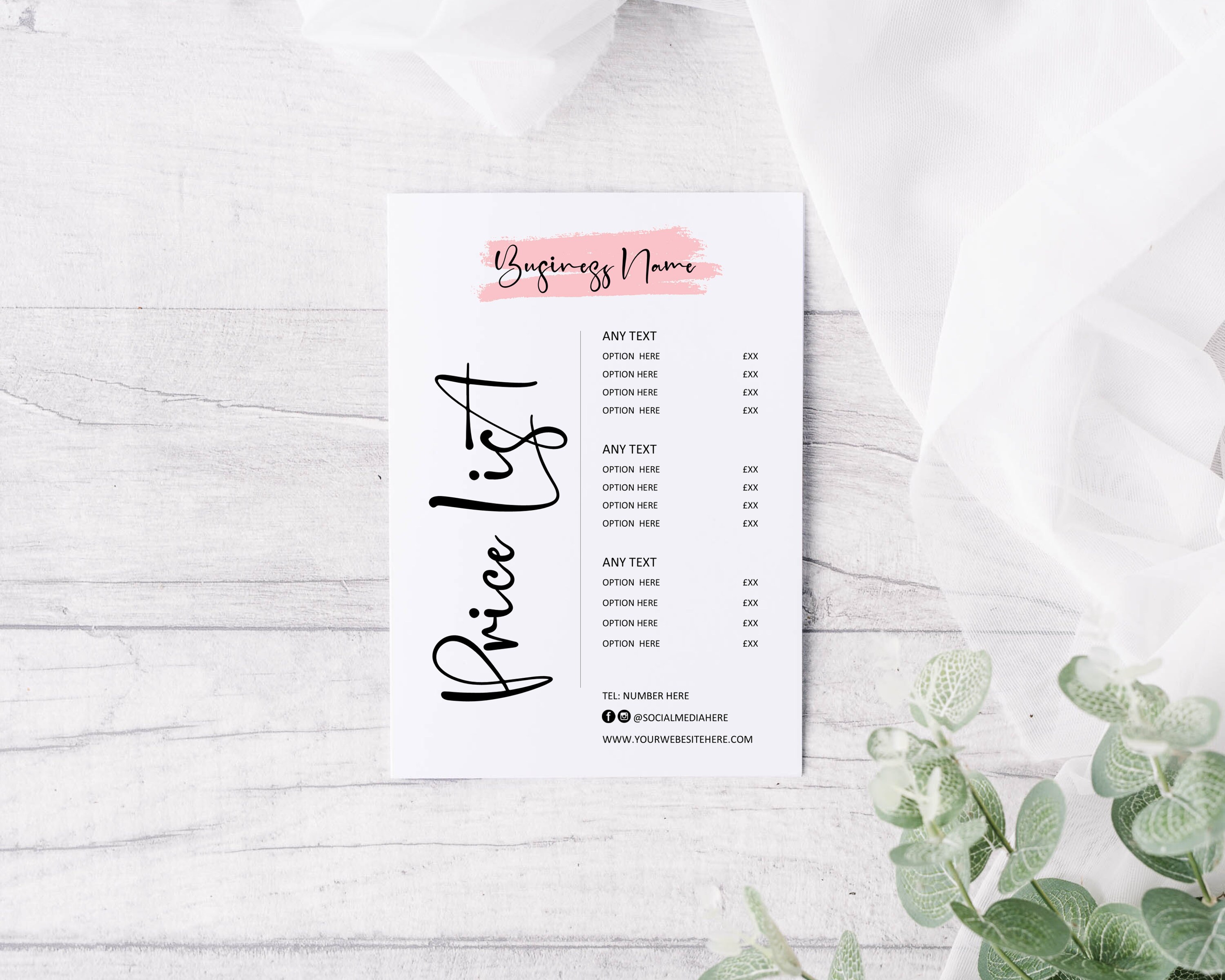 Price List Cards for Salons Hair Dressers Hair and Make up - Etsy