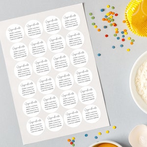 Personalised Ingredient Stickers - Custom Printed Ingredients List ...