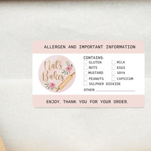 Personaised Allergen Stickers for Cakes - Allergy Information Stickers ...