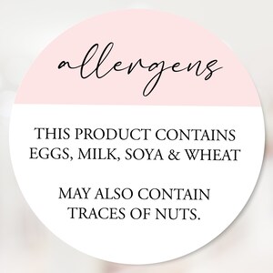 Personalised Allergens Stickers - Custom Printed Allergy Labels - May ...