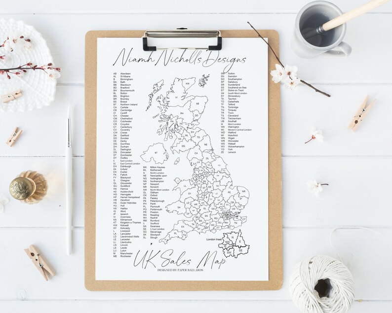 Printed Postcode Map UK Sales Tracker Personalised - Etsy