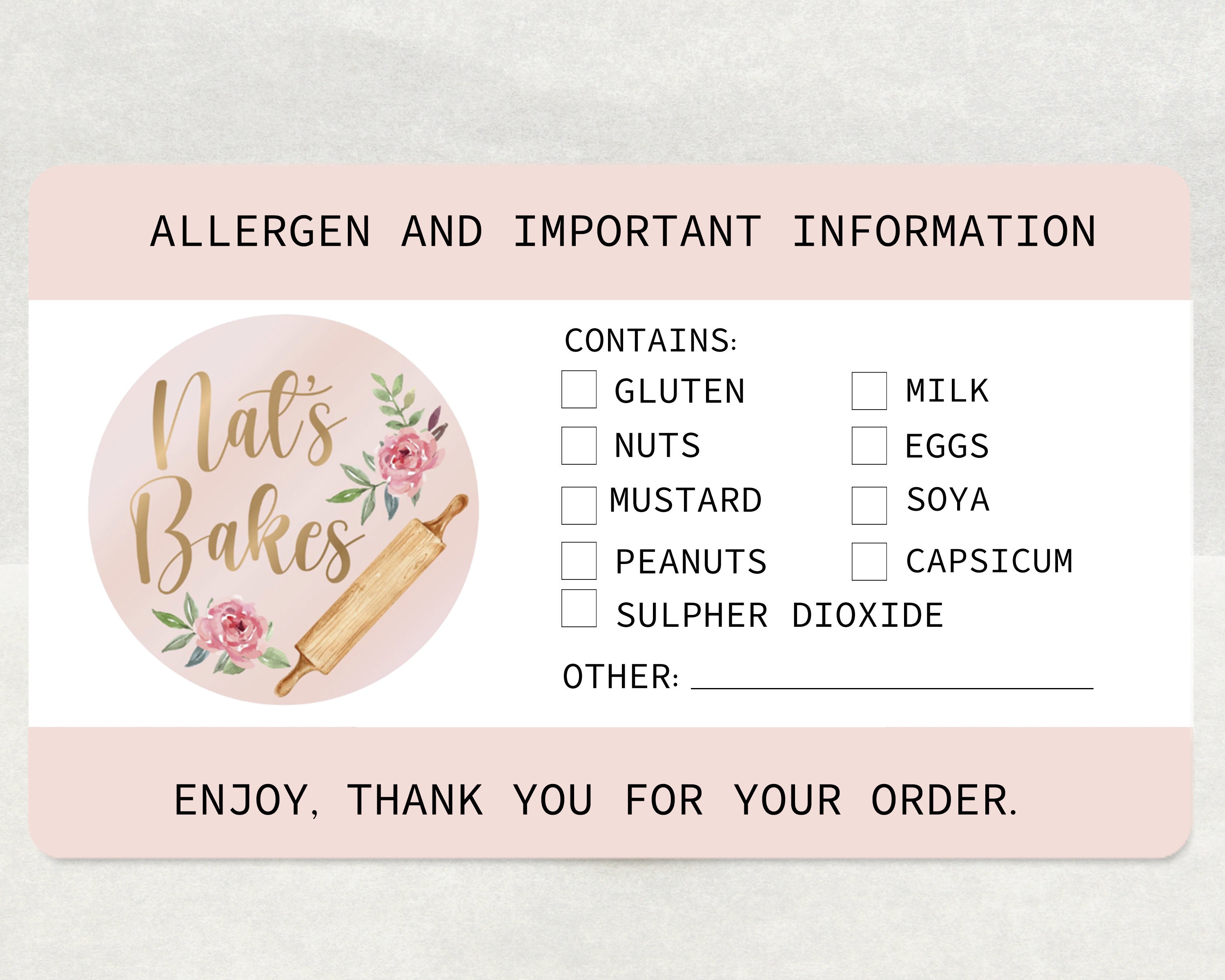 Personaised Allergen Stickers for Cakes Allergy Information - Etsy UK