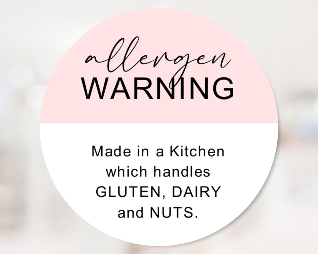 Personalised Allergens Warning Stickers - May Contain Bakers Labels ...
