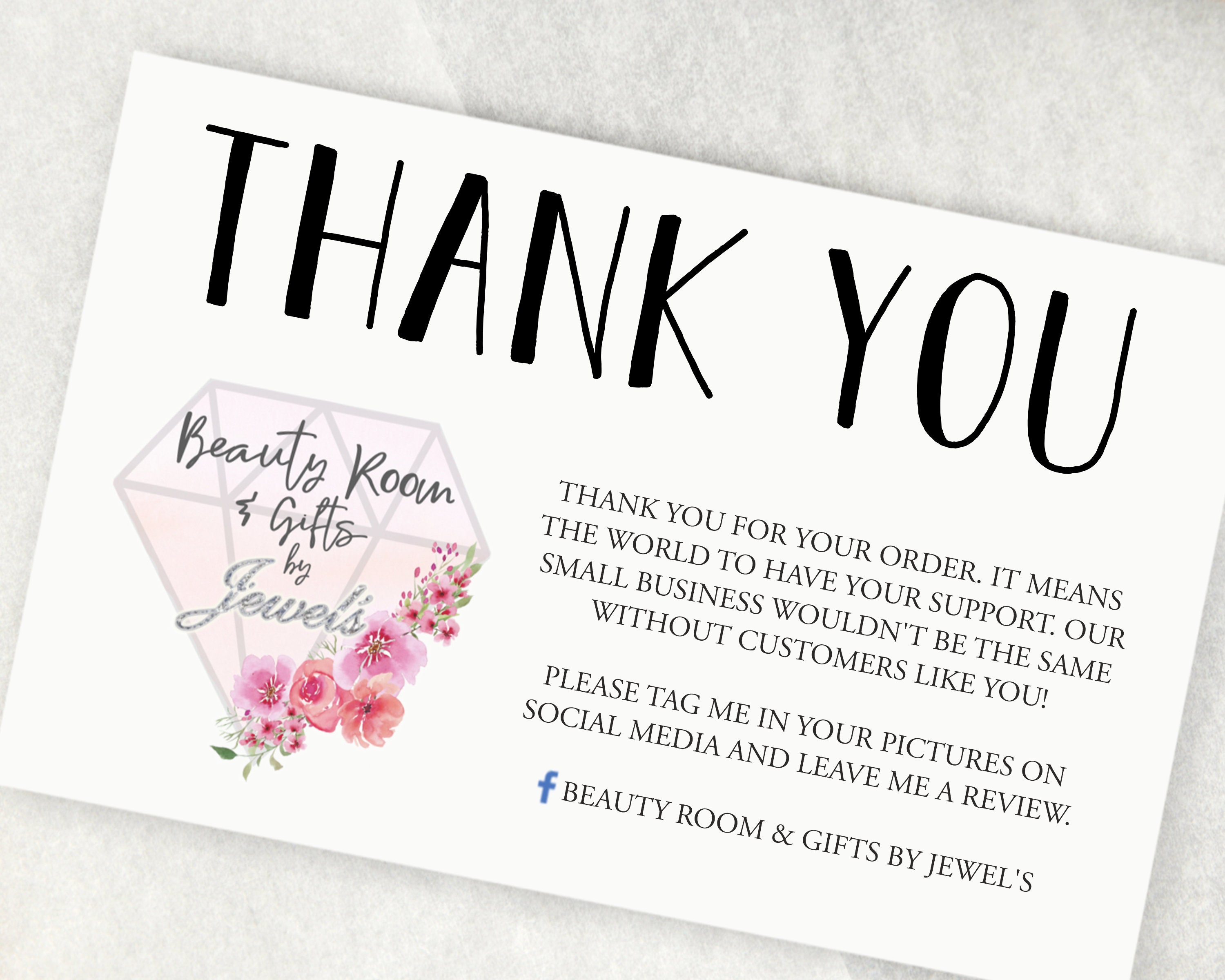 Logo Thank You for Your Order Cards Custom Printed Thank You - Etsy UK