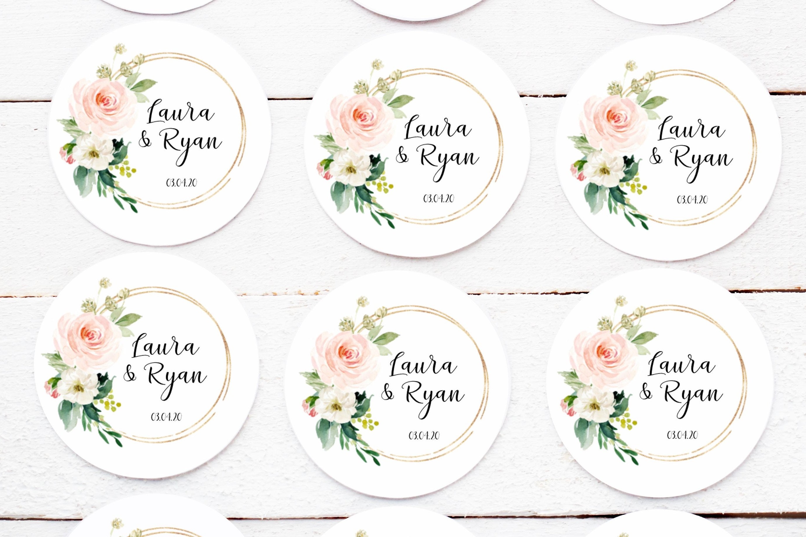 Blush Pink Wedding Stickers Light Pink Floral Wreath Sticker - Etsy