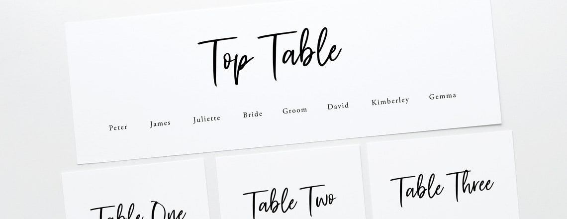 Minimalist Wedding Table Plan Cards Black and White Table | Etsy UK